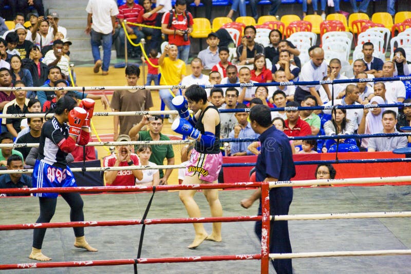 Women s Kick Boxing Action editorial stock photo. Image of stadium ...