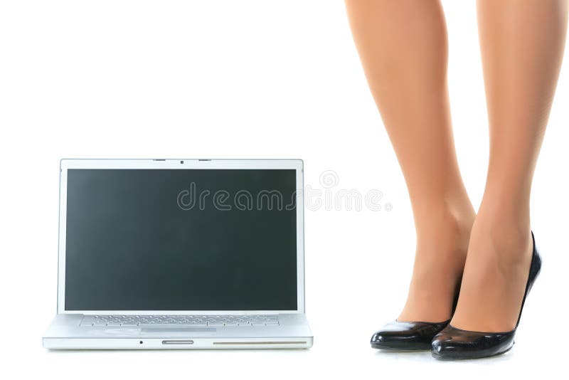 Women S Legs and the Laptop. Stock Photo - Image of leadership, graphic ...