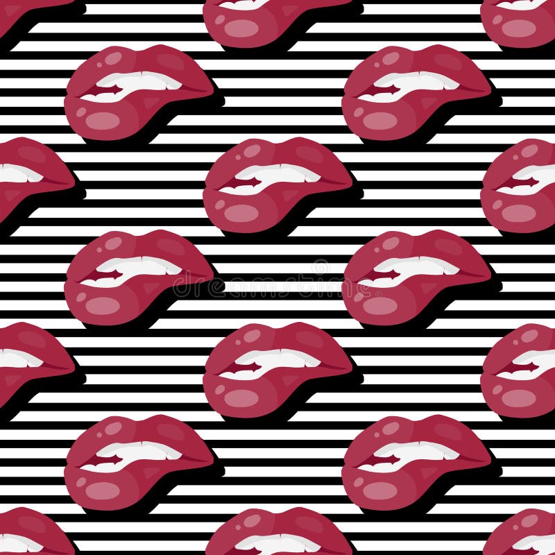 Women S Lips Seamless Pattern Vector Illustration Stock Vector ...