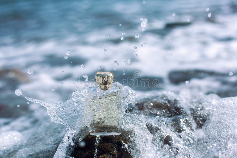 Perfume on the Background of the Sea Wave Stock Image - Image of nature ...