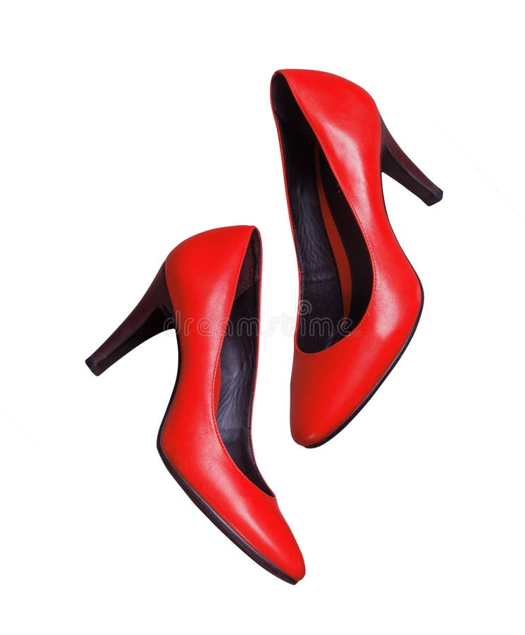 Women`s Red Shoes on a White Background Stock Image - Image of lady ...