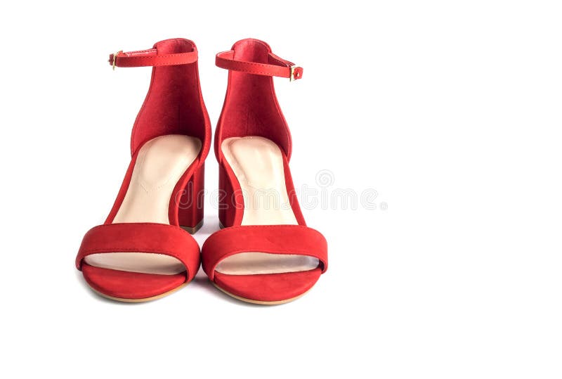 Women`s Red Suede Leather Sandals 3 Stock Photo - Image of wear ...