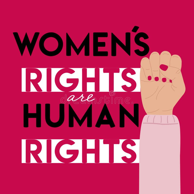 Women S Rights Are Human Rights Poster With Raised Fist Woman