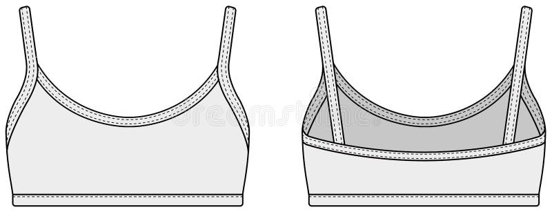 Womenâ€™s Sports Bra Template Vector Illustration Front, Back, Side ...