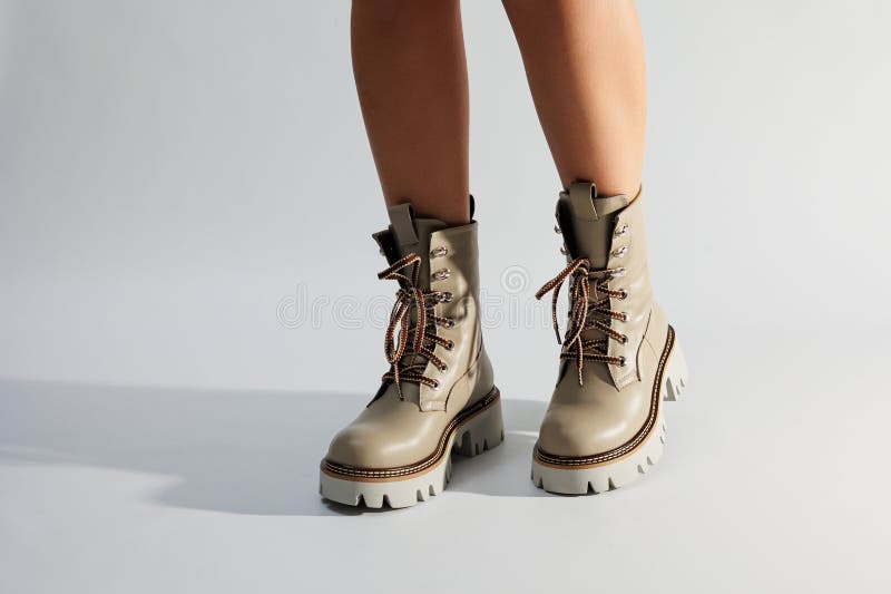 Women& X27;s White Spring Boots Made of Genuine Leather are Stock Photo ...