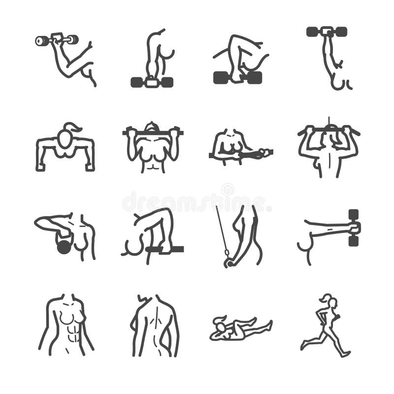 Women`s workout icons stock vector. Illustration of workout - 89981229