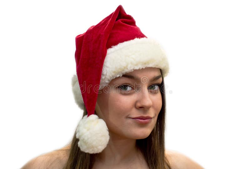 Women in a Santa Claus hat stock image. Image of cute - 16783525