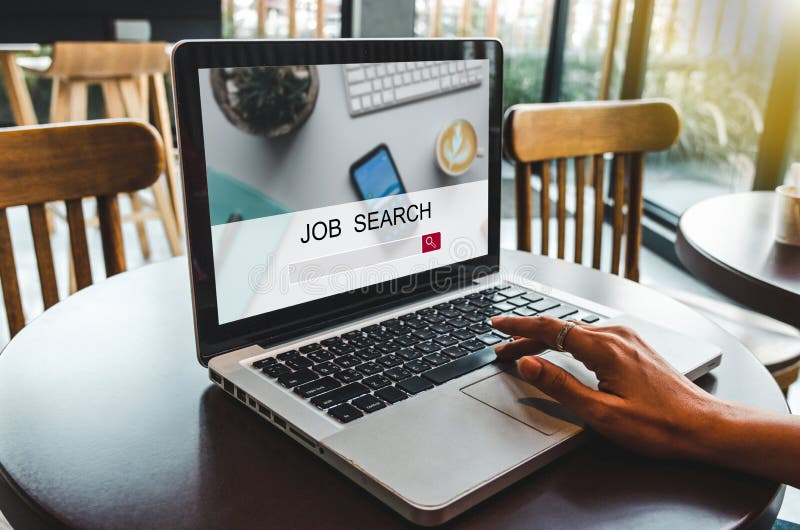 Women Searching for a Job Using a Computer Stock Image - Image of ...