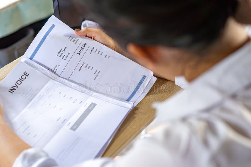 Women See All Invoices Therefore Causing Stress Stock Image - Image of ...