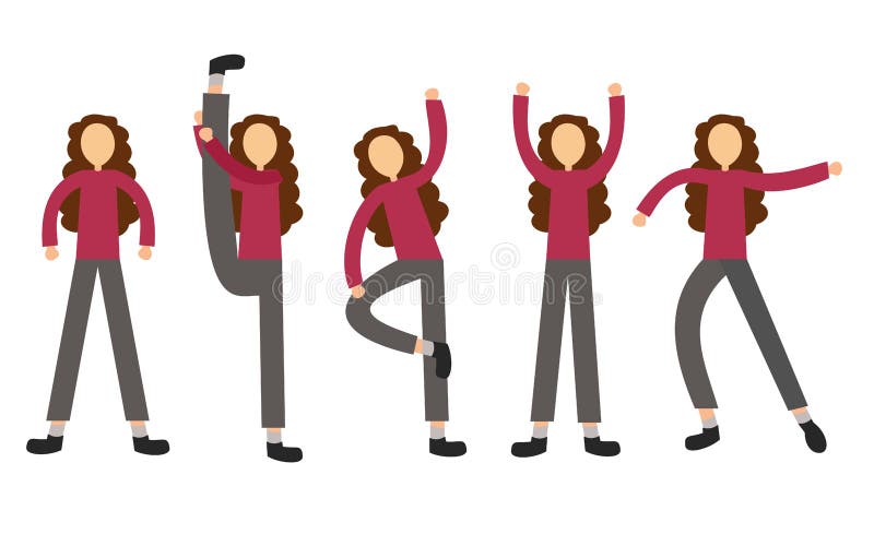Cartoon Girl Multiple Poses Stock Illustrations – 49 Cartoon Girl ...