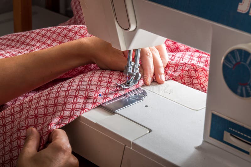 Women Sewing with Sewing Machine Stock Photo - Image of hand, hobby ...