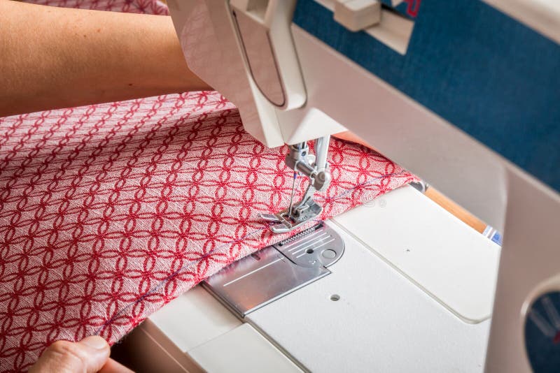 Women Sewing with Sewing Machine Stock Photo - Image of colorful, metal ...