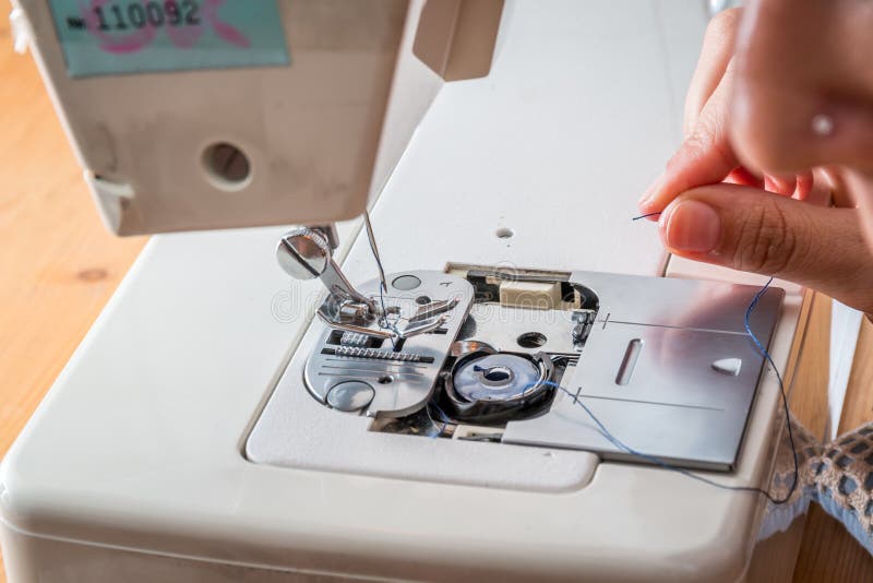 Women Sewing with Sewing Machine Stock Image - Image of fabric ...