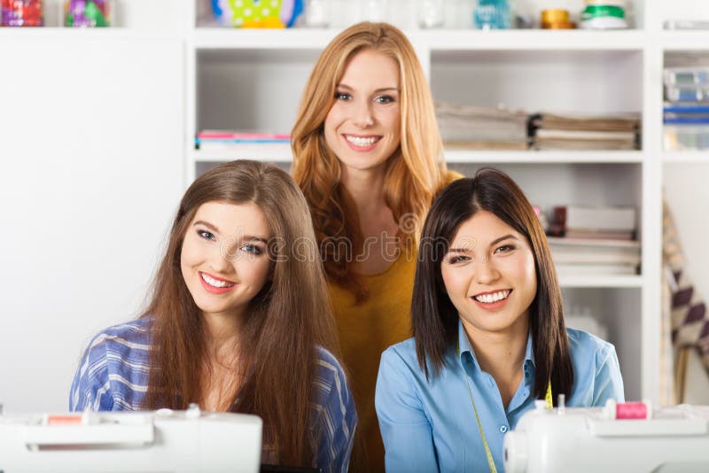 Women in a sewing workshop stock image. Image of entrepreneur - 65240763