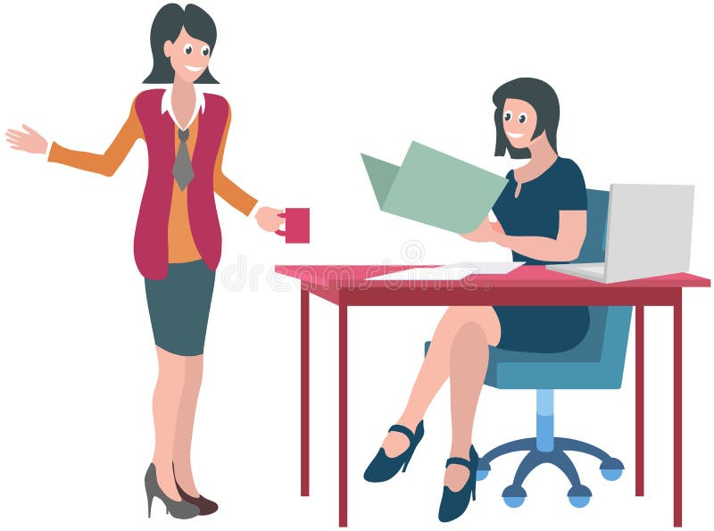 Women Sit at Table and Communicate. Colleagues Spend Time Together ...