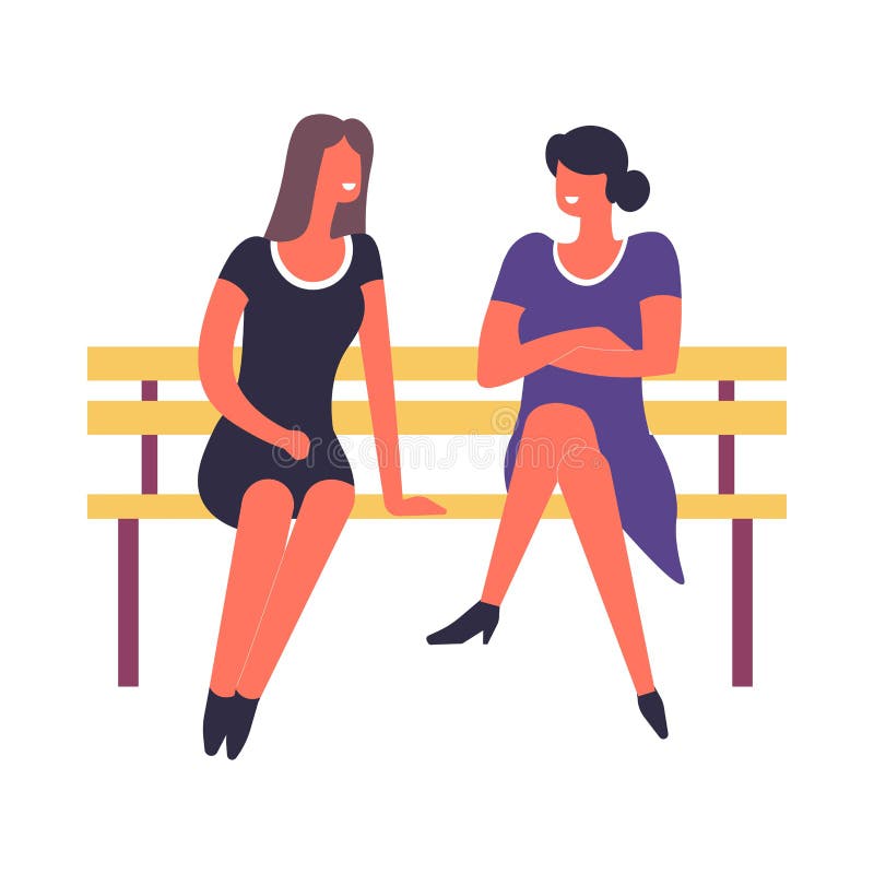 People Talking on a Bench stock illustration. Illustration of meetings ...