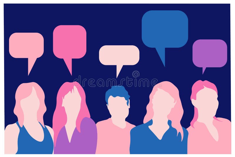 Women and speech bubbles stock vector. Illustration of information ...