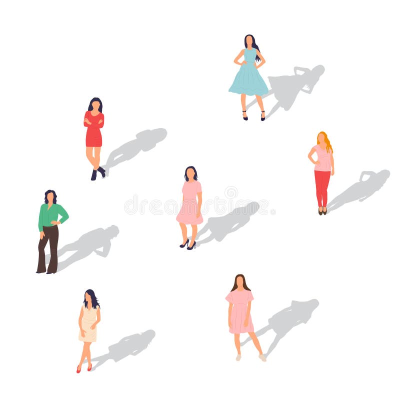 Women Standing in Flat, Style Vector Vector Stock Illustration ...