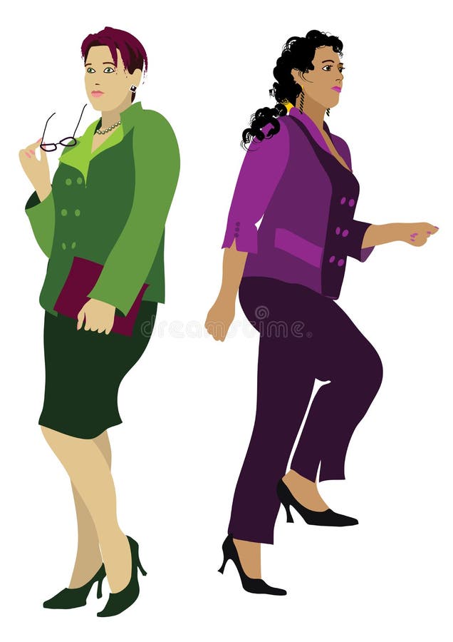 Women Standing and Moving Upstairs Stock Vector - Illustration of ...
