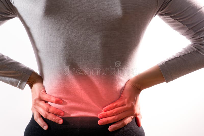 The Women Suffer from Back Injury/painful after Working Stock Photo ...