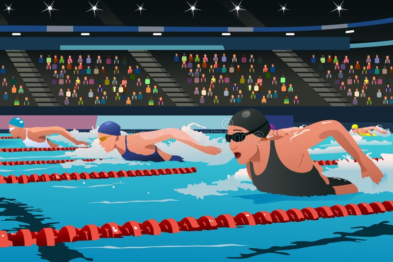 Women Swimming Competition Vector Illustration Stock Vector ...