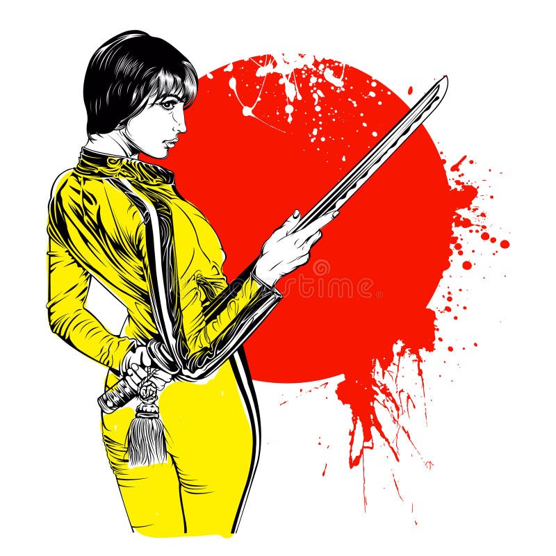 Women with sword stock vector. Illustration of oriental - 71703625