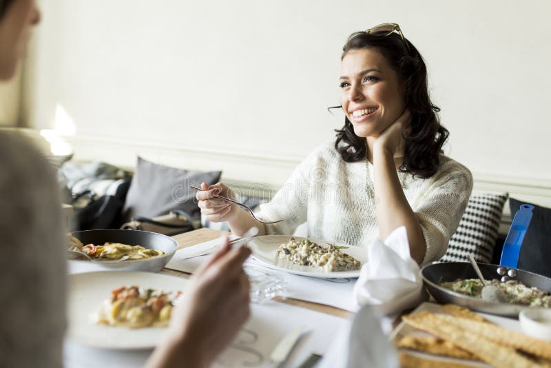 Women at the Table in the Restaurant Stock Image - Image of single ...