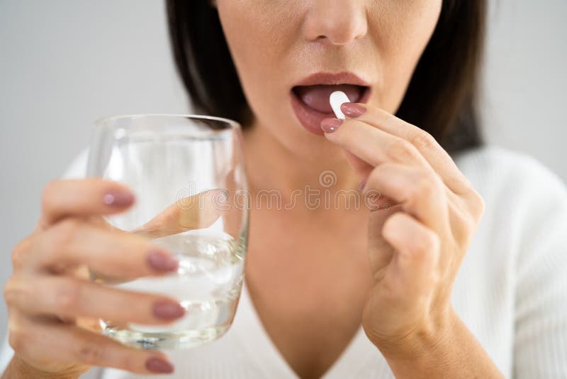 Women Taking Pharmacy Control Pill Stock Photo - Image of medication ...