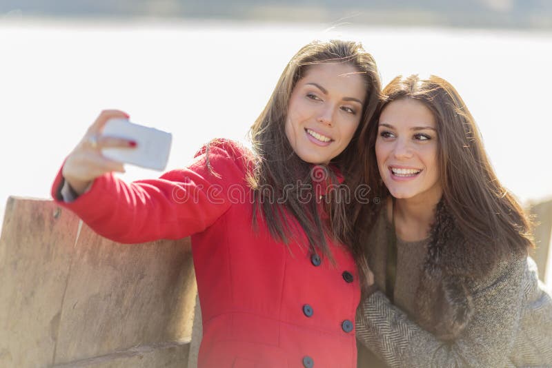 Women Taking Photo with Mobile Phone Stock Image - Image of people ...