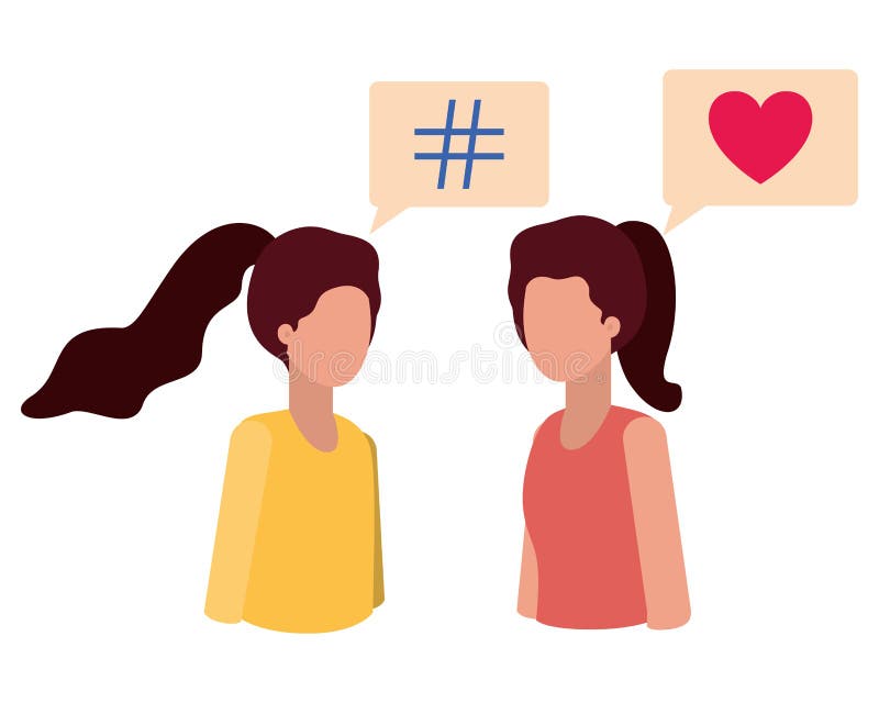 Women Talking with Speech Bubble Avatar Character Stock Vector ...