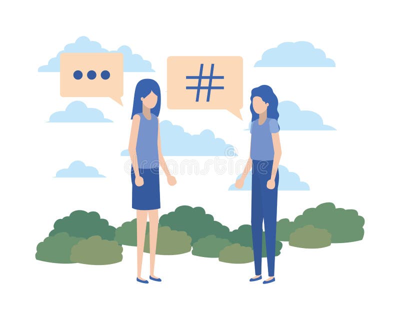 Women Talking with Speech Bubble Avatar Character Stock Vector ...