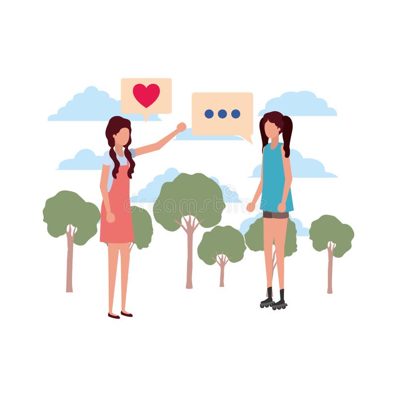 Women Talking with Speech Bubble Avatar Character Stock Vector ...
