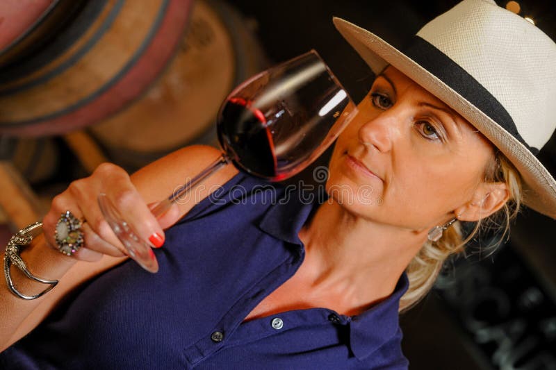 Women Tasting Wine in a Cellar-Winemaker Stock Image - Image of ...