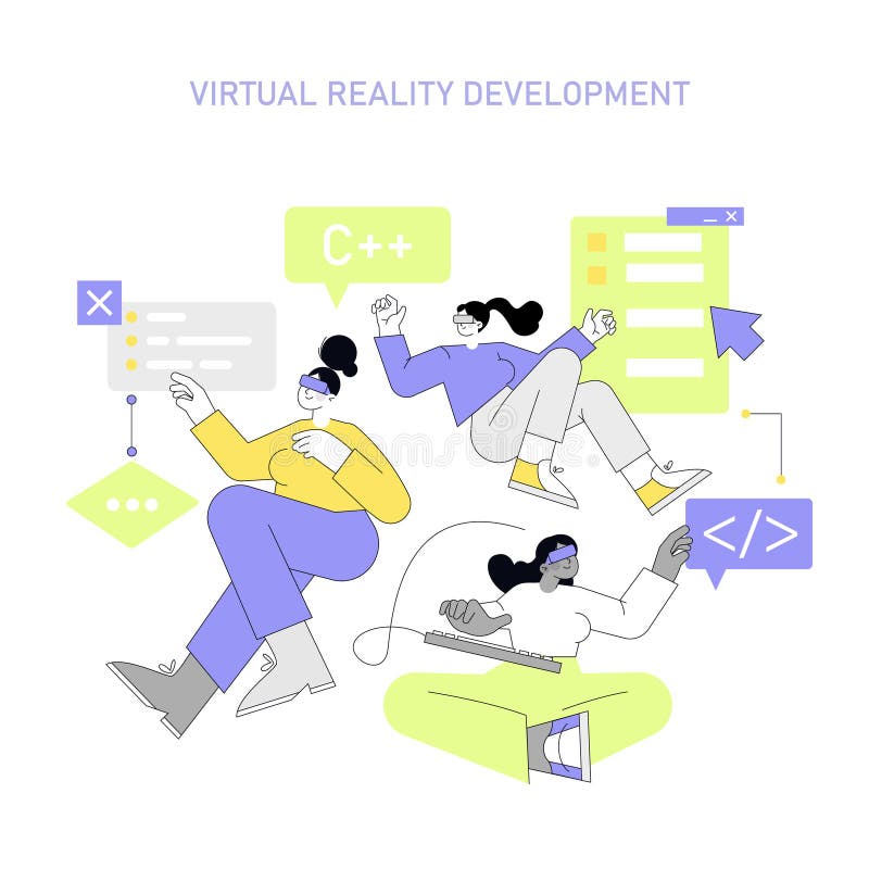 Women in Technology. Flat Vector Stock Vector - Illustration of ...