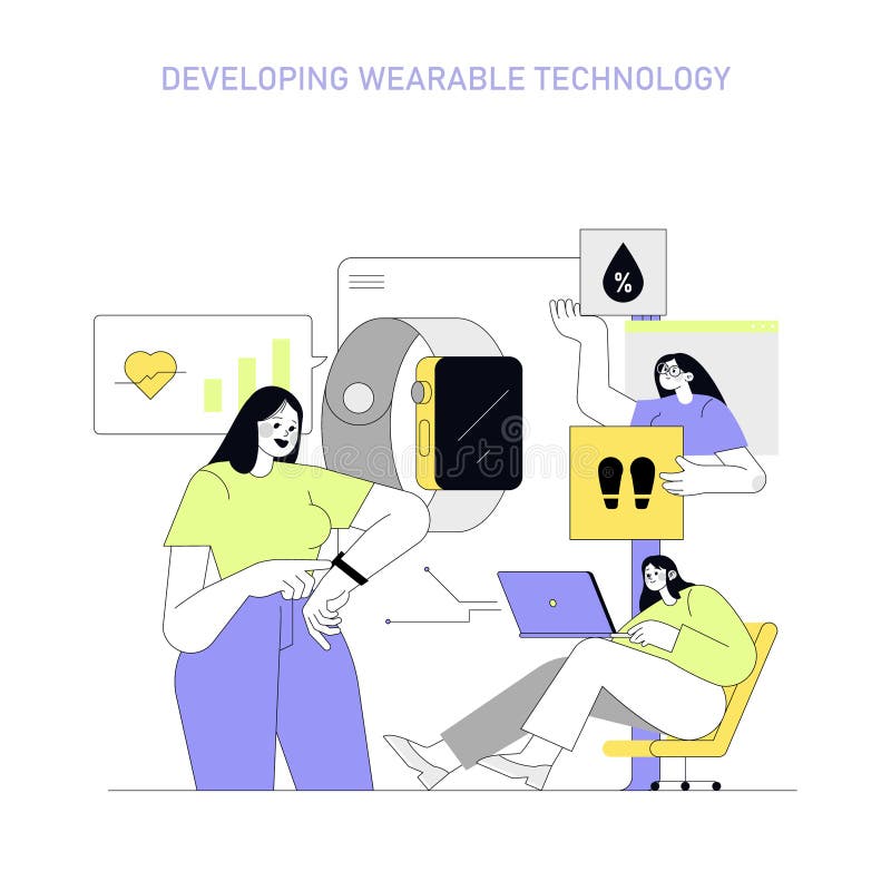 Women in Technology. Flat Vector Stock Illustration - Illustration of ...