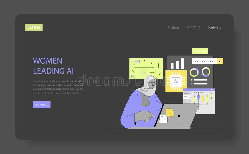 Women in Technology. Flat Vector Stock Vector - Illustration of ...