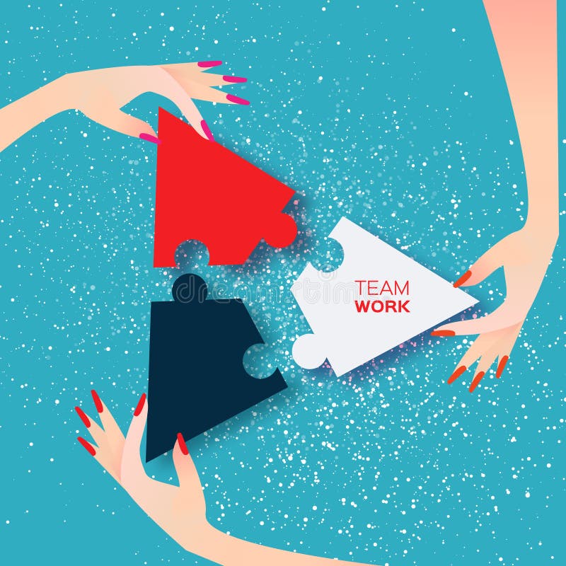 Women Together Team Work. Business People. Jigsaw Puzzle Stock Vector ...