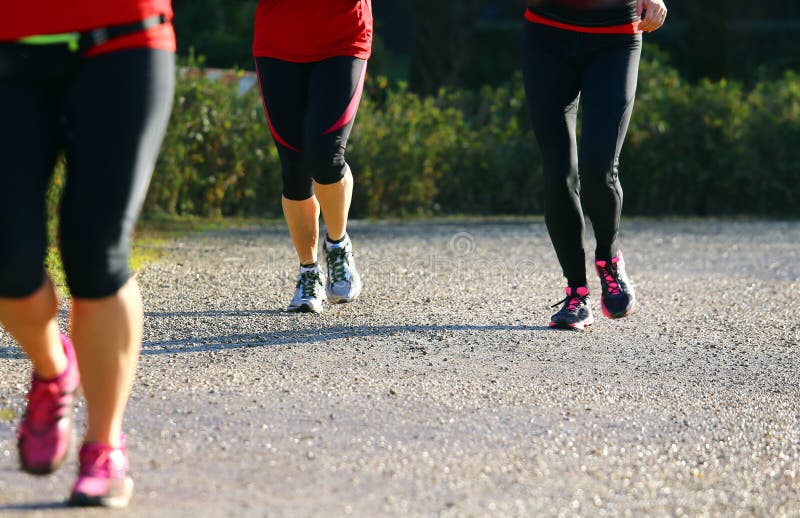 Women during Training Run in Outdoor Park Stock Image - Image of sports ...