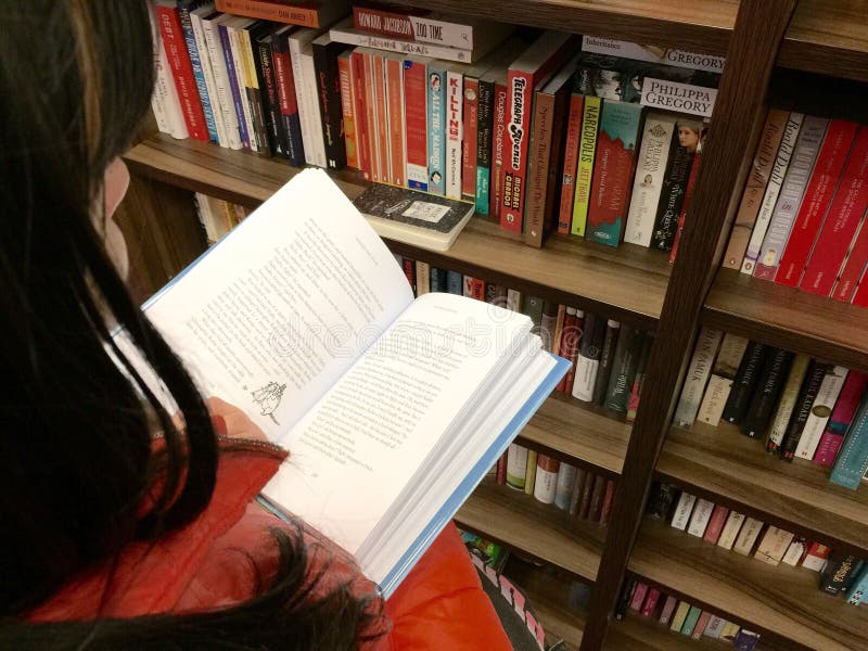 Women with Unfold Book in a Bookstore Editorial Image - Image of learn ...