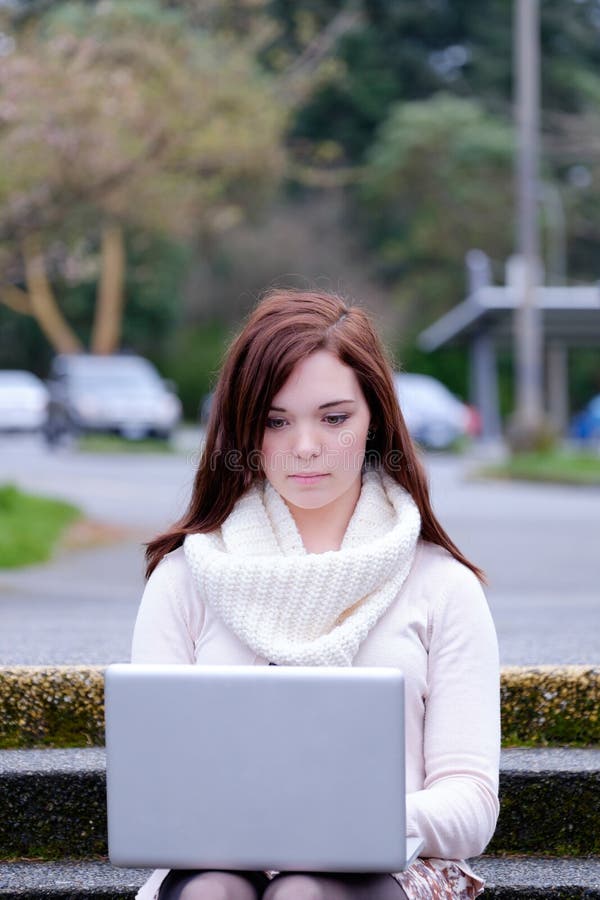 Women at University Typing on a Computer Stock Image - Image of woman ...