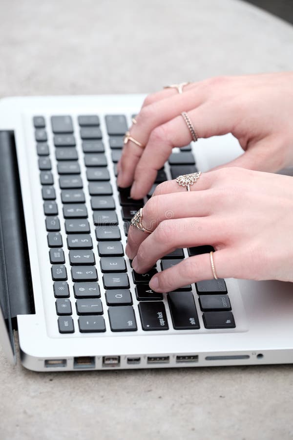 Women at University Typing on a Computer Stock Image - Image of female ...