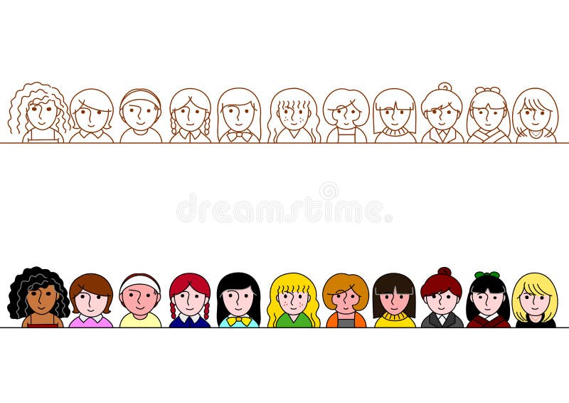 Women Upper Body Border Set Stock Vector - Illustration of adult ...