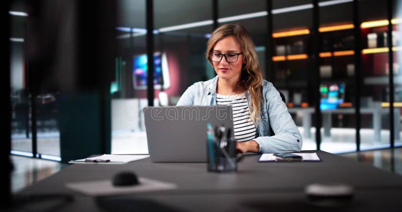 Women Using Corporate Office Laptop Stock Image - Image of workplace ...