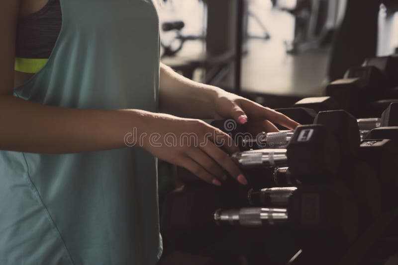 Women Using Dumbbell in Gym Stock Image - Image of lifestyle, people ...