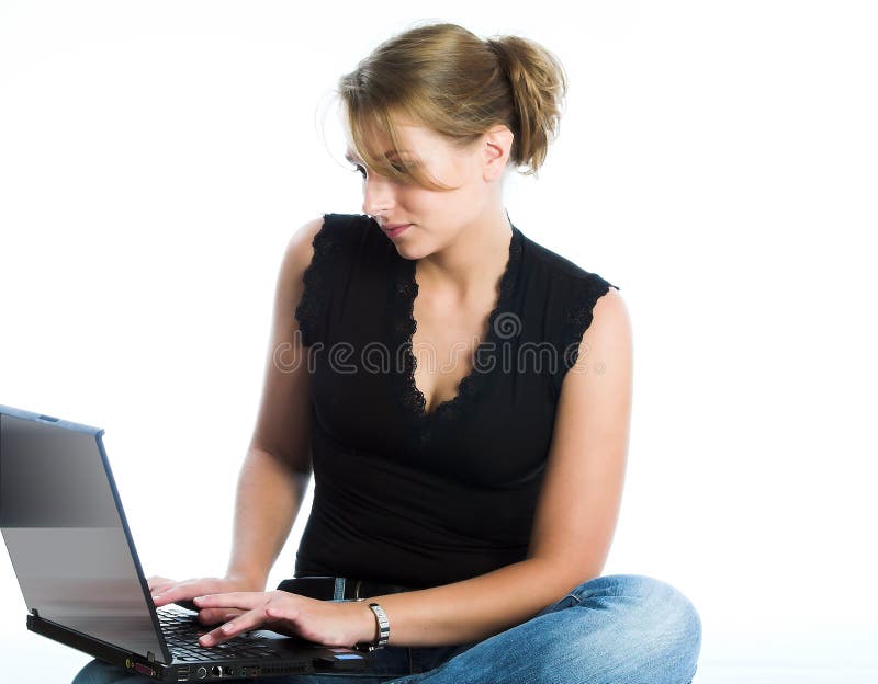 Women Using Laptop Computer Stock Image - Image of girl, female: 1235983
