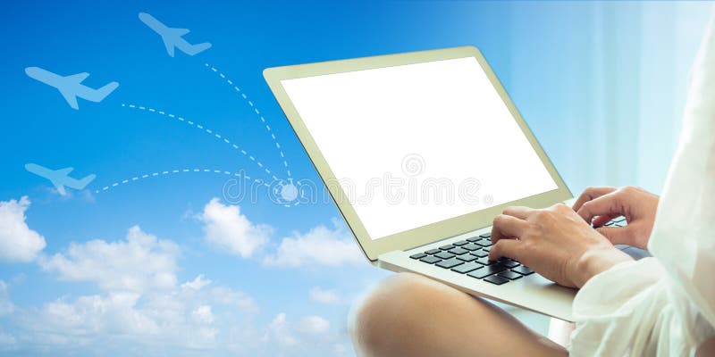 Book air ticket online stock photo. Image of airplane - 100034782