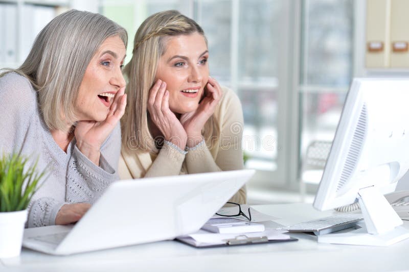 Women Using Laptop and Computer Stock Photo - Image of technology ...