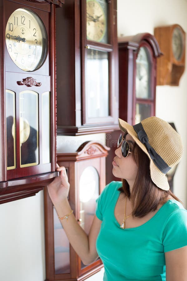 Women are Viewing the Beauty of the Old Clock. Stock Photo - Image of ...