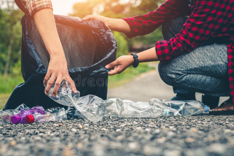 Women Volunteer Help Garbage Collection for To Recycling Environment ...