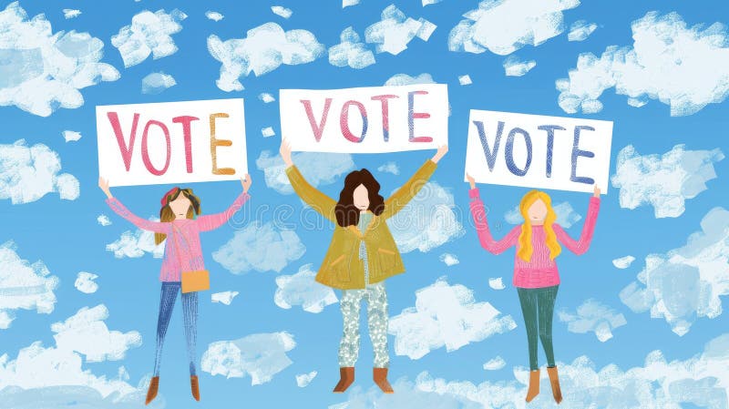 Women with Vote Signs AI Generated Stock Photo - Image of rights, sign ...